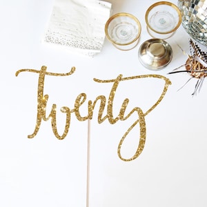Twenty Cake Topper - 20th Birthday Cake Topper - Glitter Cake Topper ...