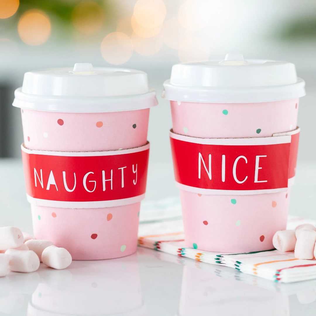 Naughty and Nice Disposable Coffee Cup - Set of 8 - 8oz Coffee Cups ...