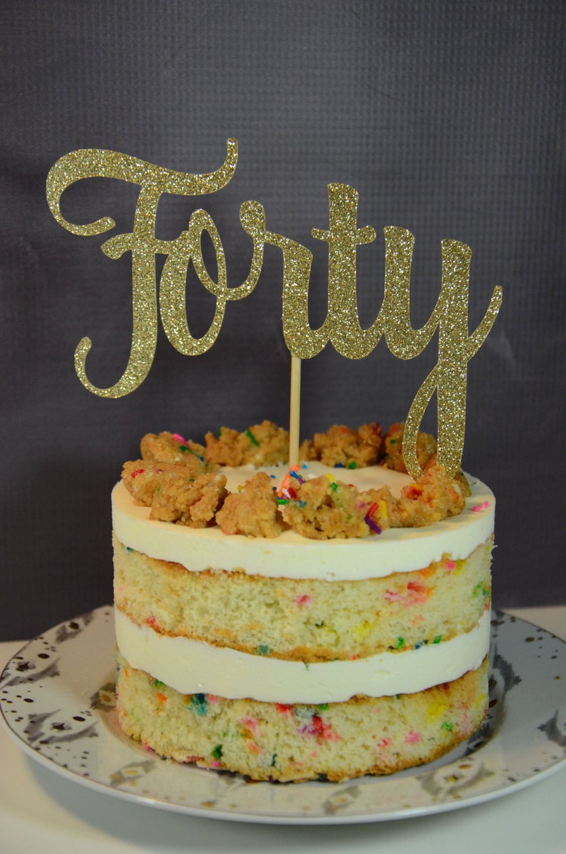 Forty Cake Topper - Glitter Cake Topper - Happy Birthday - 40th ...