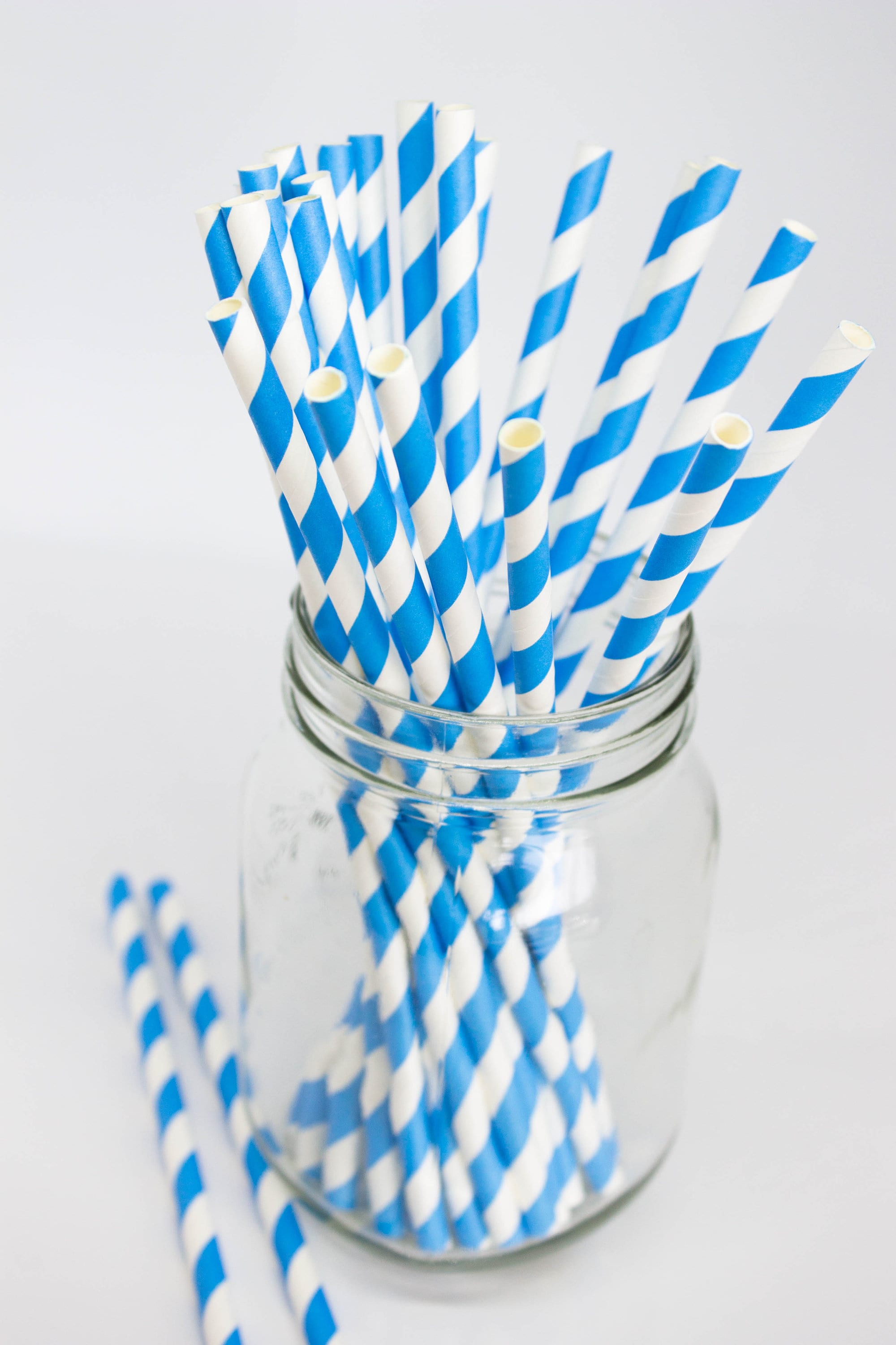 Blue and White Stripe Straws Blue Party Decor Boy's | Etsy