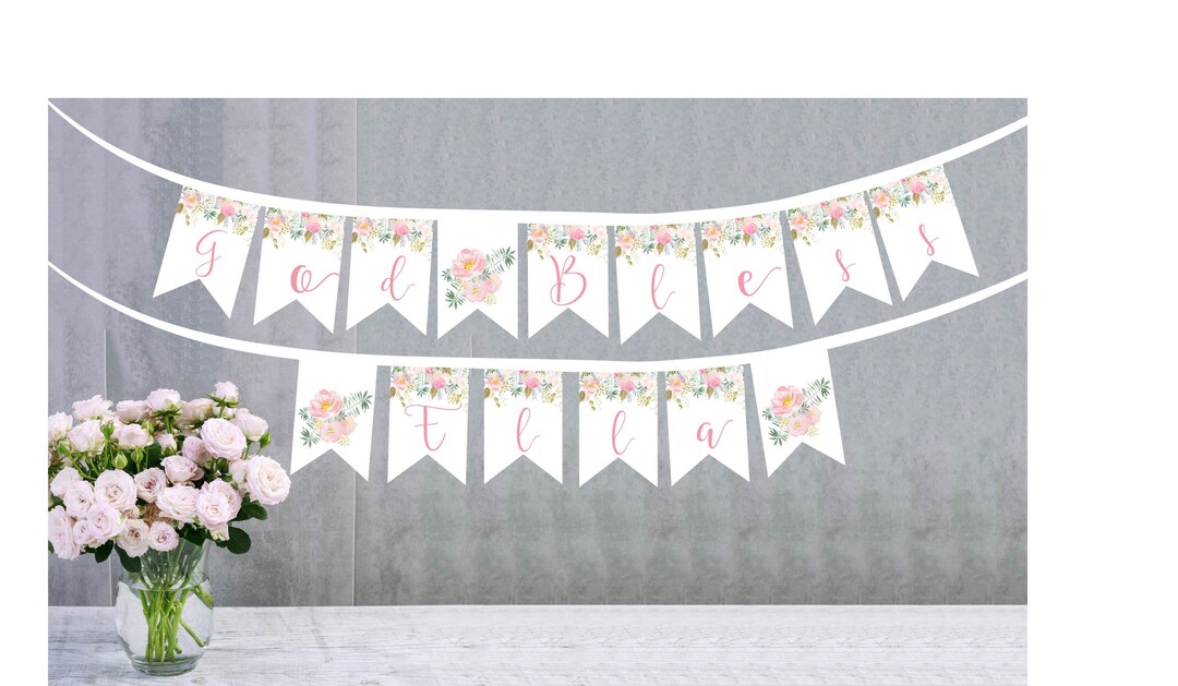 Custom God Bless Printed Banner Floral Printed Banner - Etsy