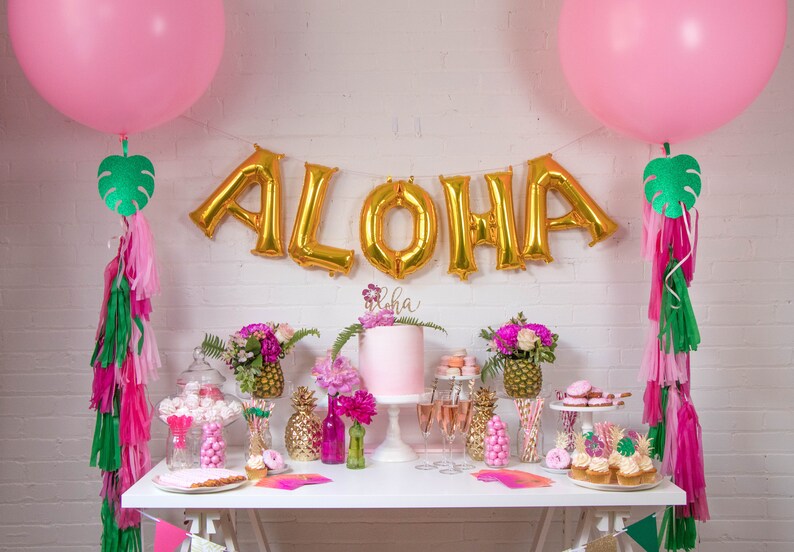 Aloha Globo Banner - Aloha Tema Fiesta Decoración - Globos de lámina de ...