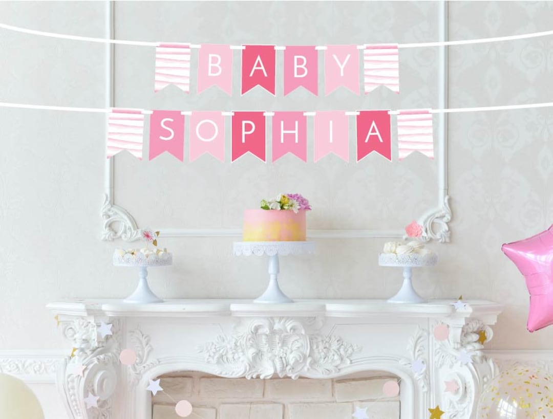 Custom Baby Name Banner - Last Name Baby Banner - Baby Girl Name Banner ...