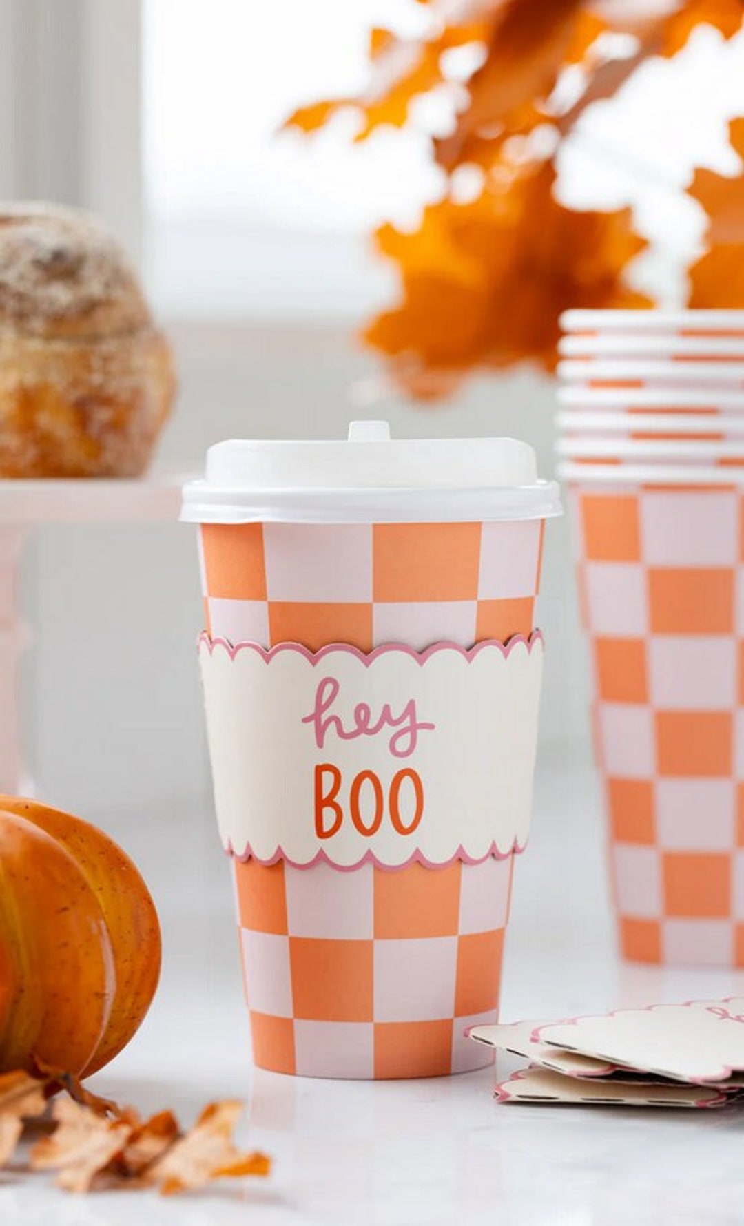 Hey Boo Disposable Coffee Cup Set 16oz Coffee Cup Set Halloween Party ...