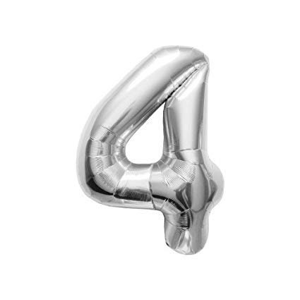 34” Giant Number 4 Balloon - Giant Gold or Silver Balloon - Party Decor ...