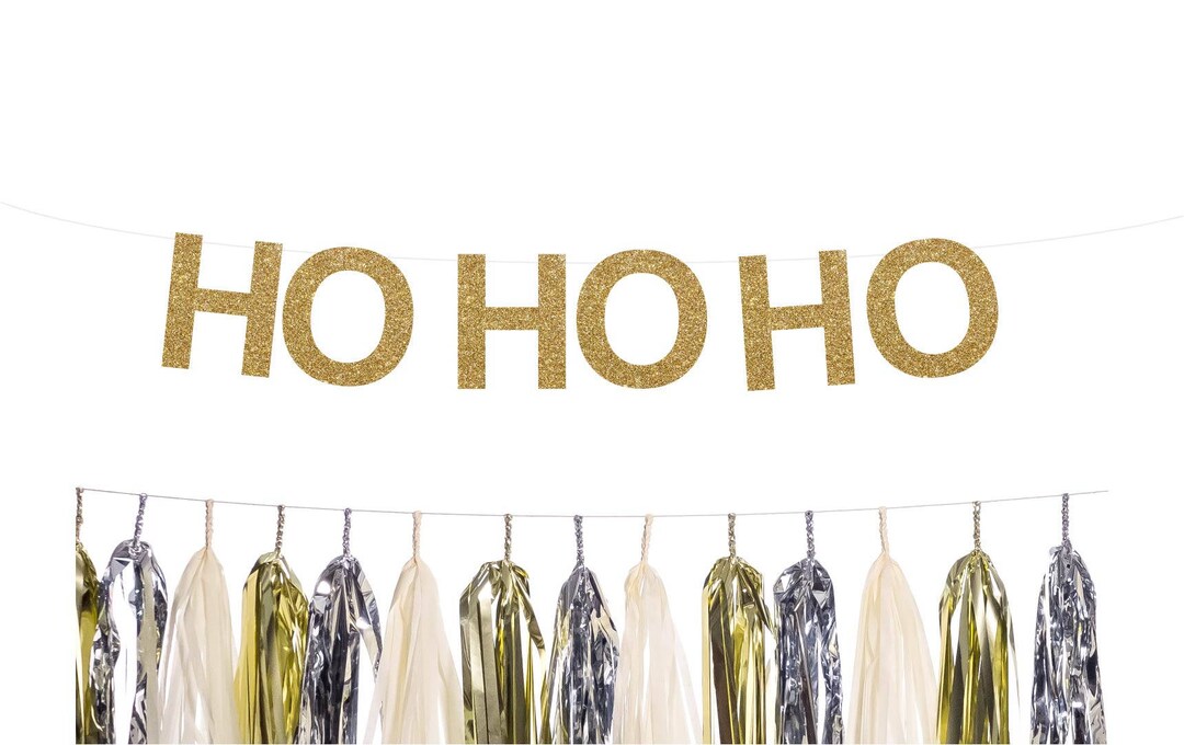Ho Ho Ho Glitter Banner - Christmas Banner - Christmas Santa Decor ...
