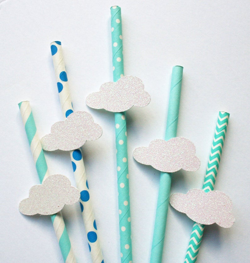 Cloud Party Straws - Cloud Party Decorations - Boy's Birthday Party ...