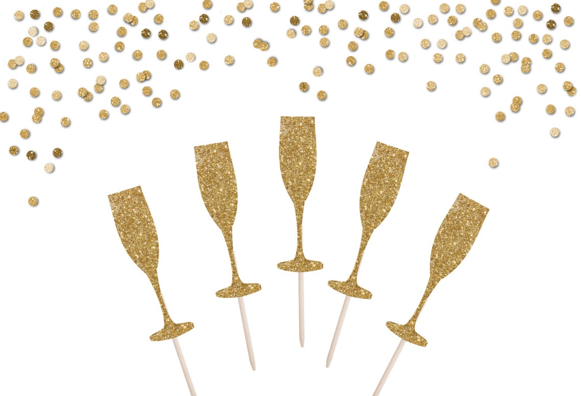 Champagne Flute Cupcake Toppers Champagne Cake Topper New - Etsy