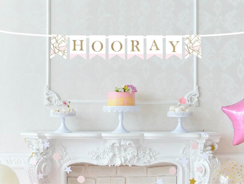 Hooray Banner Pink and Gold Banner Birthday Decor Photo - Etsy