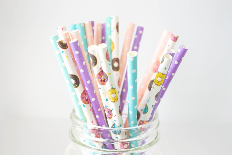 Donut Straws - Paper Party Straws - Cake Pop Sticks - Two Sweet ...