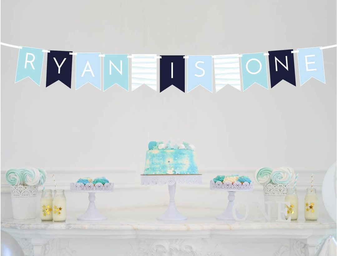 Custom 1st Birthday Banner - Custom Name Banner - Boy's Birthday Banner ...