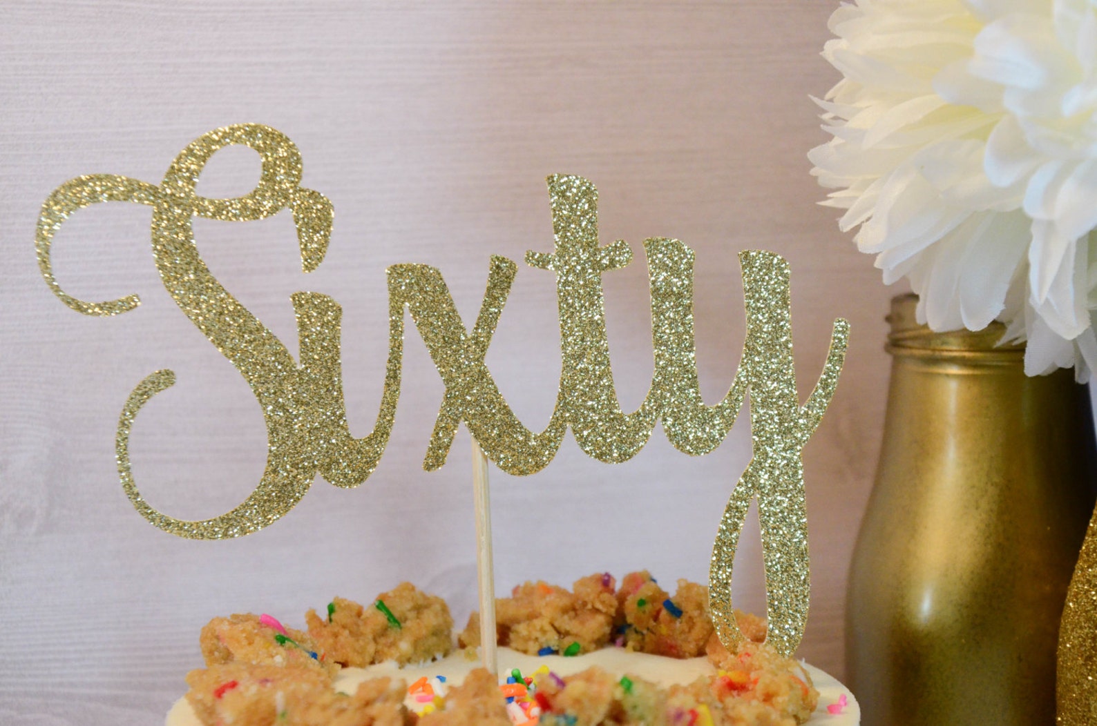 Sixty Cake Topper 60th Birthday Glitter Cake Topper - Etsy