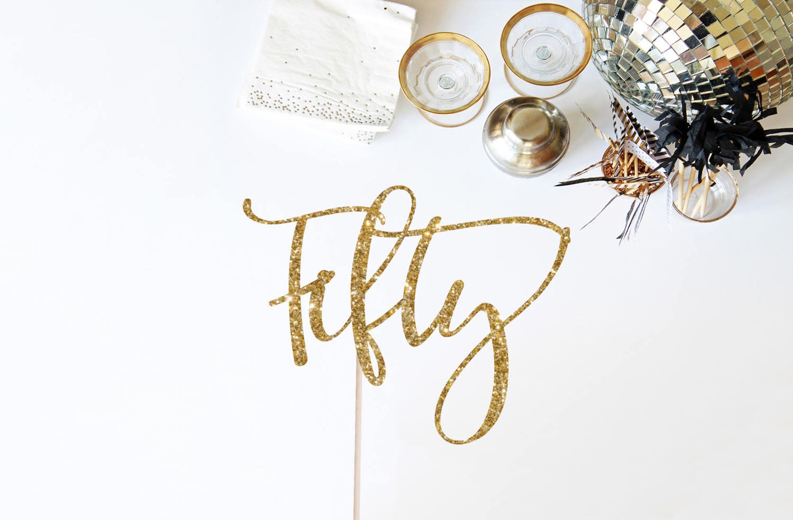 Fifty Cake Topper 50th Birthday Cake Topper Glitter Cake - Etsy