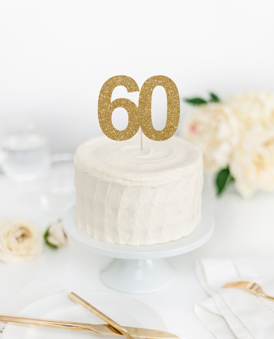 60 Cake Topper - 60th Birthday Cake Topper - Sixty Cake Topper ...