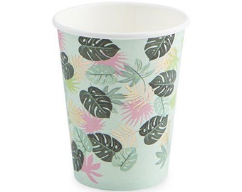 Tropical Paper Cups - Paper Cups - Birthday Party Cups - Tropical Leaf ...