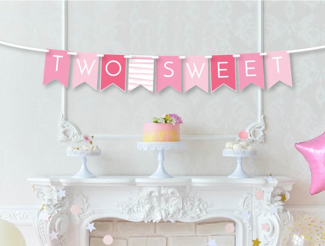 Two Sweet Birthday Banner - Second Birthday Decor - 2nd Birthday Party ...