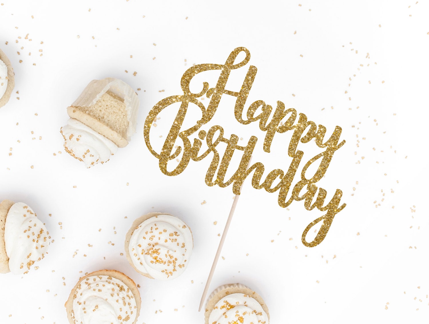 Happy Birthday Cake Topper - Birthday - Glitter Cake Topper - Party ...
