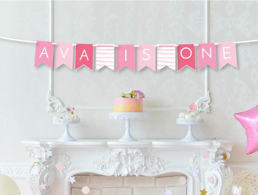 Custom 1st Birthday Banner Custom Name Banner Girl's - Etsy