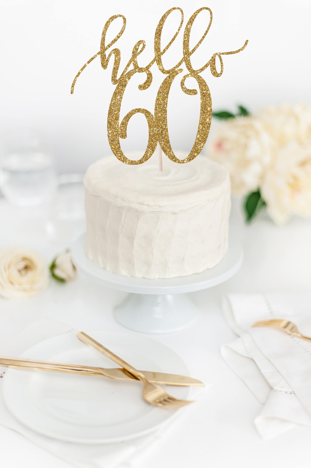 Hello 60 Cake Topper - 60th Birthday Cake Topper - Glitter Cake Topper ...