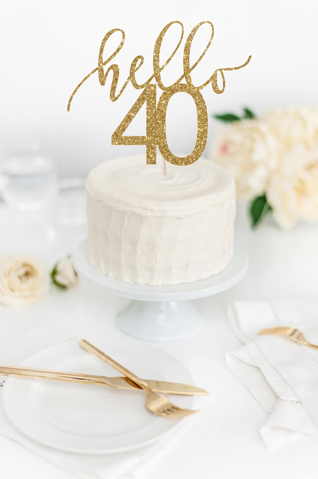 Hello 40 Cake Topper - 40th Birthday Cake Topper - Glitter Cake Topper ...