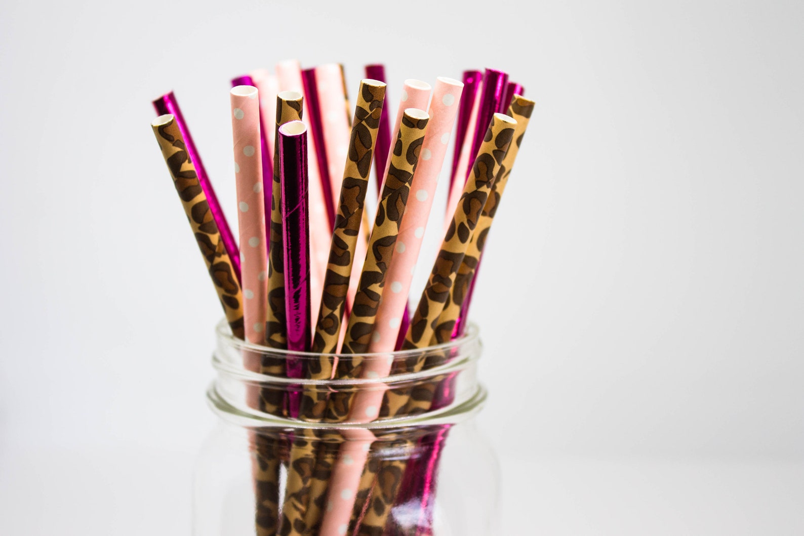 Pink and Cheetah Print Paper Straws - Animal Print Straws - Safari ...