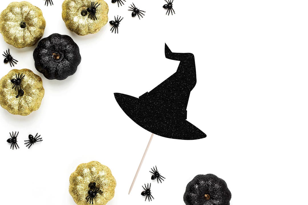 Witch Hat Cake Topper Halloween Cake Topper Witches and Wizards Halloween Party Decor Glitter ...