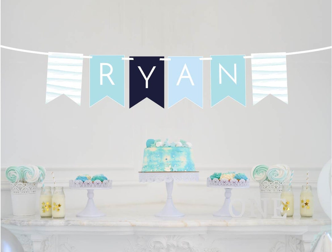 Custom Name Banner - Blue Birthday Decor - Blue Banner - Boy's Birthday ...