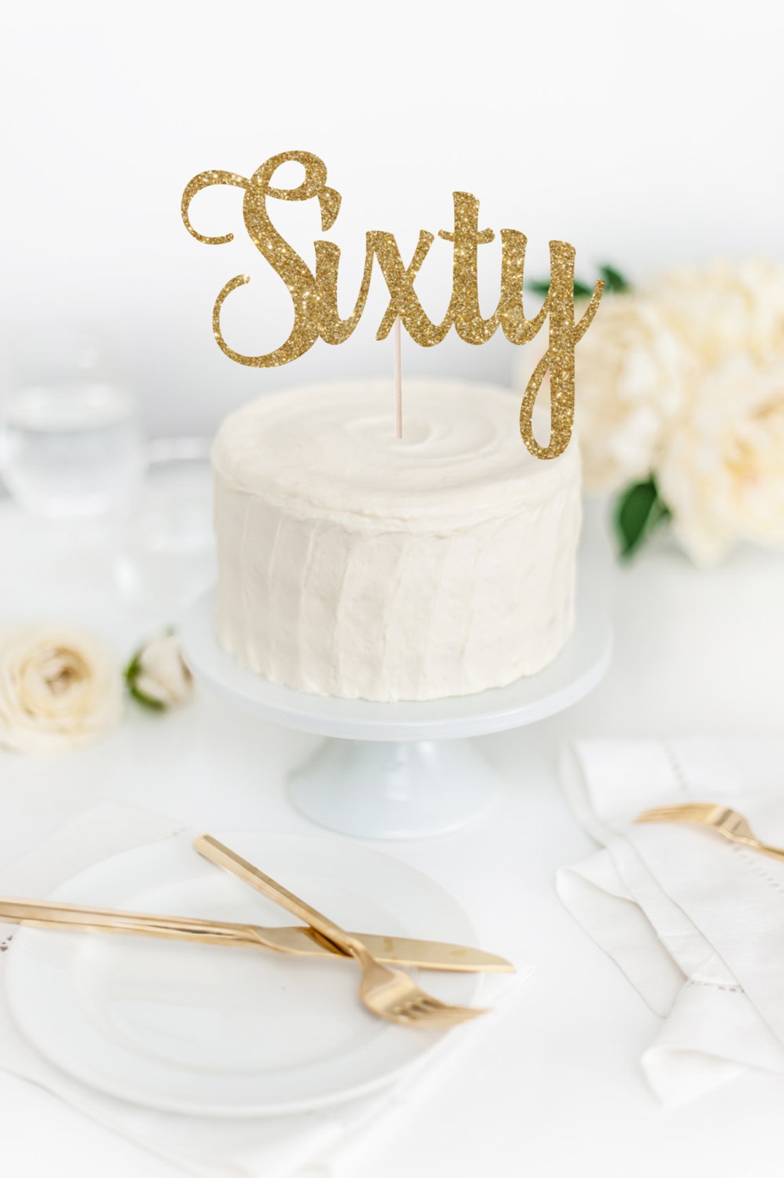 Sixty Cake Topper 60th Birthday Glitter Cake Topper - Etsy