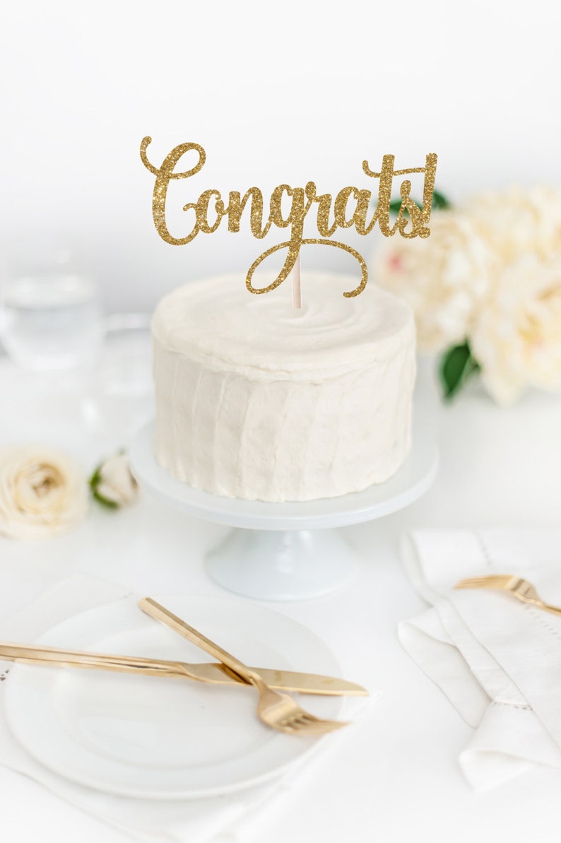 Congrats Cake Topper Glitter Cake Topper Congratulations - Etsy