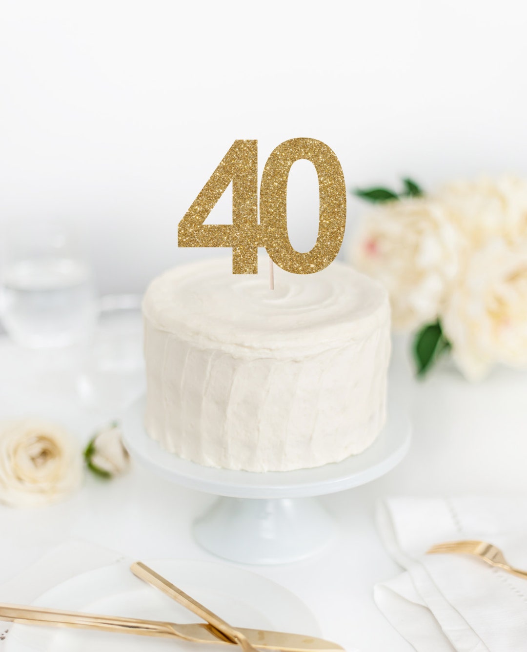 40 Cake Topper - Forty - 40th Birthday - Glitter Cake Topper - Birthday ...