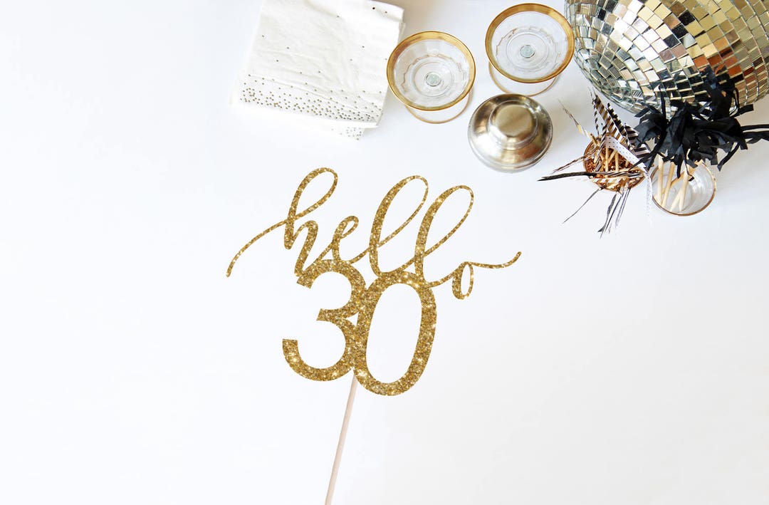 Hello 30 Cake Topper - 30th Birthday Cake Topper - Glitter Cake Topper ...