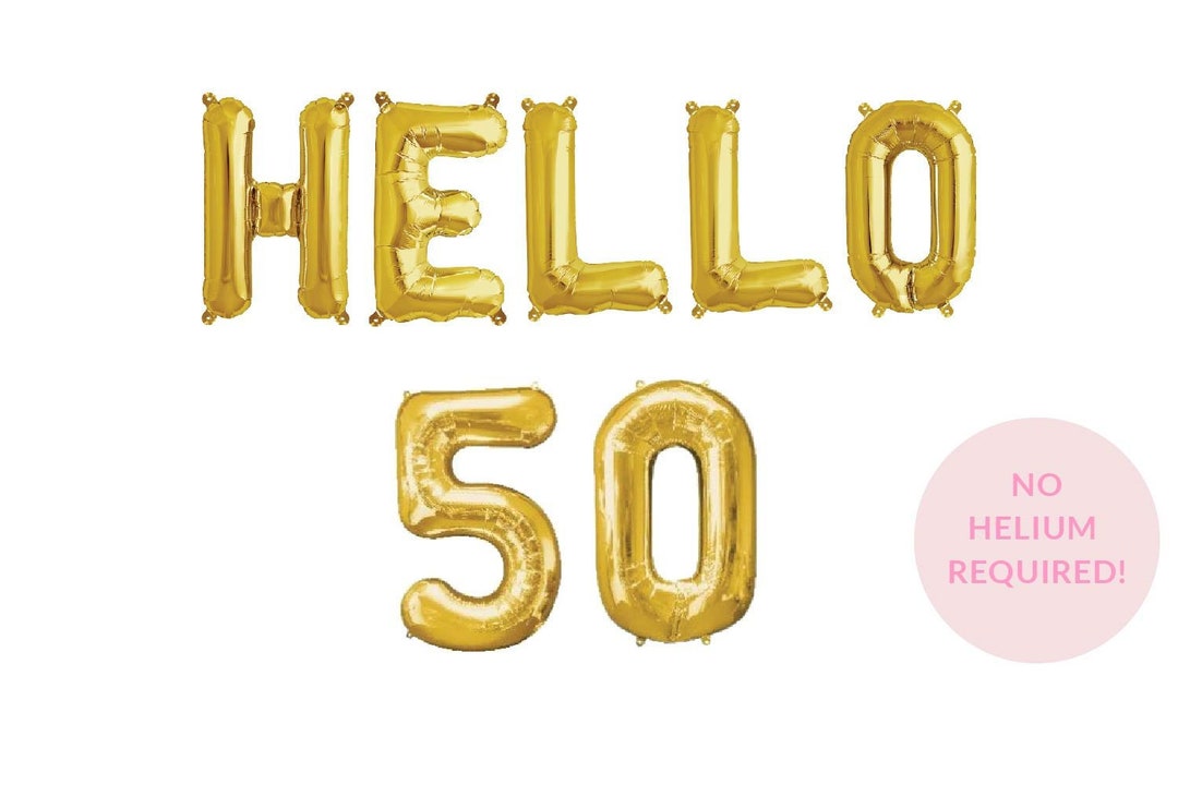 Hello 50 Balloon Banner - 50th Birthday Decor - Fabulous at 50 Theme ...
