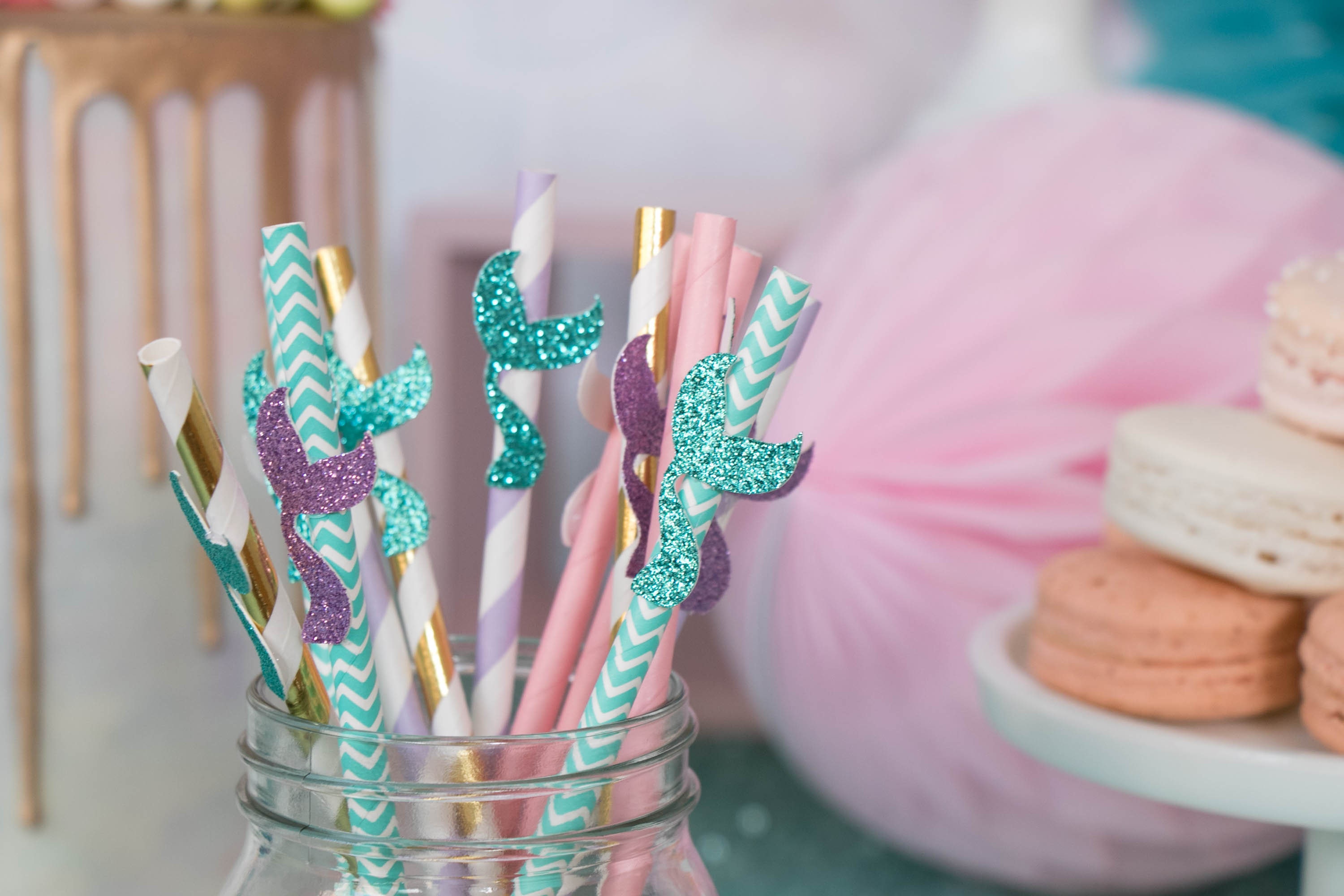 Mermaid Tail Party Straws Set of 12 Mermaid Theme Decor | Etsy