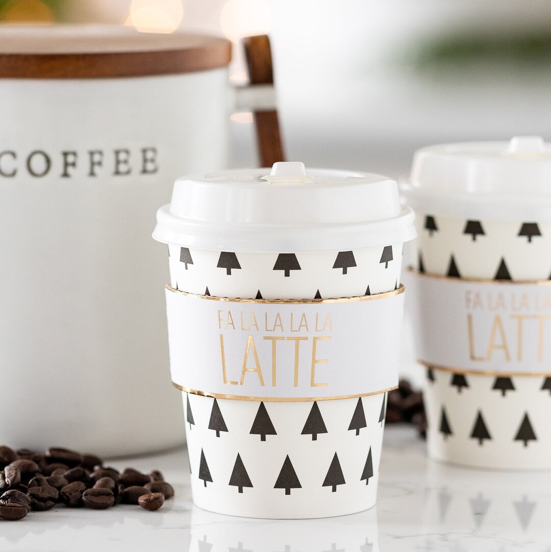 Christmas Coffee Cups: 'fa La La Latte' Holiday Party Set (8oz) - Etsy