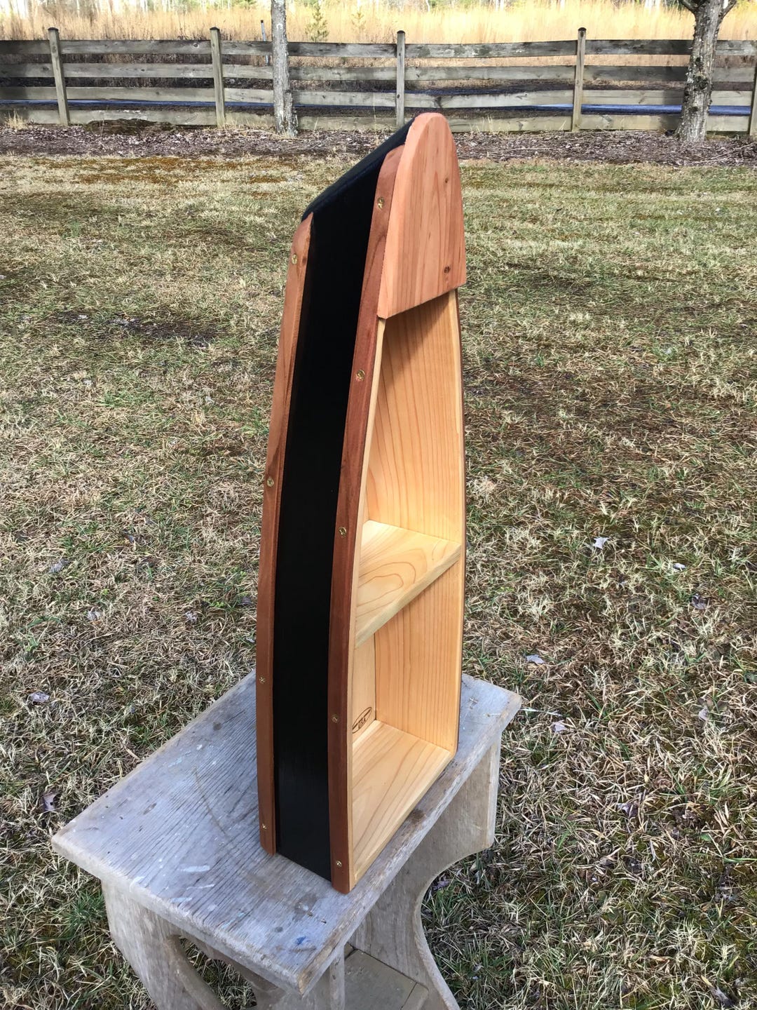 Handmade 24” Solid Cedar Wooden Canoe Boat Shelf Rowboat Shelves Rustic ...