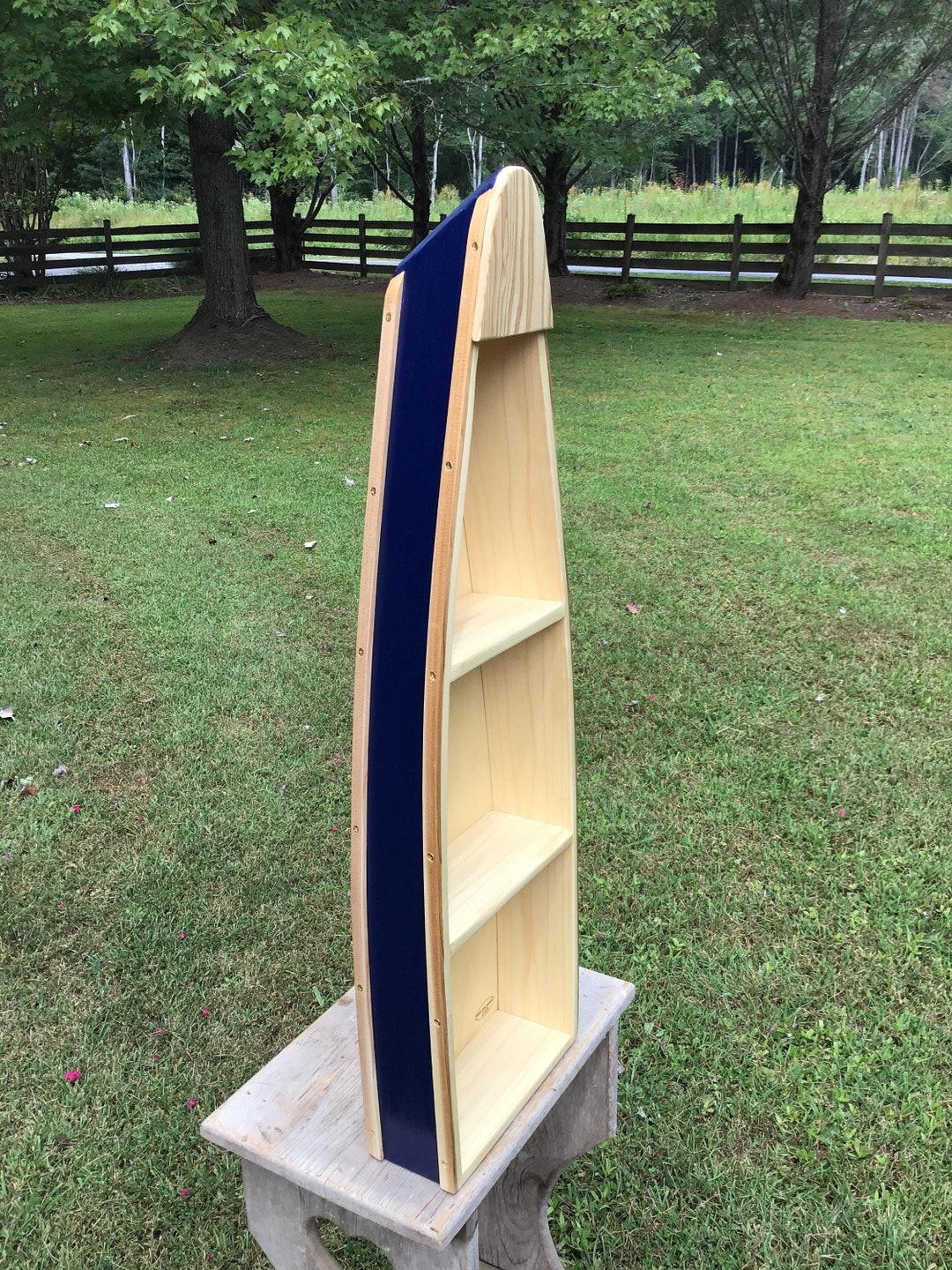 Cottage Style Navy Boat Shelf Canoe Shelves Nautical Boat Shelf Beach ...