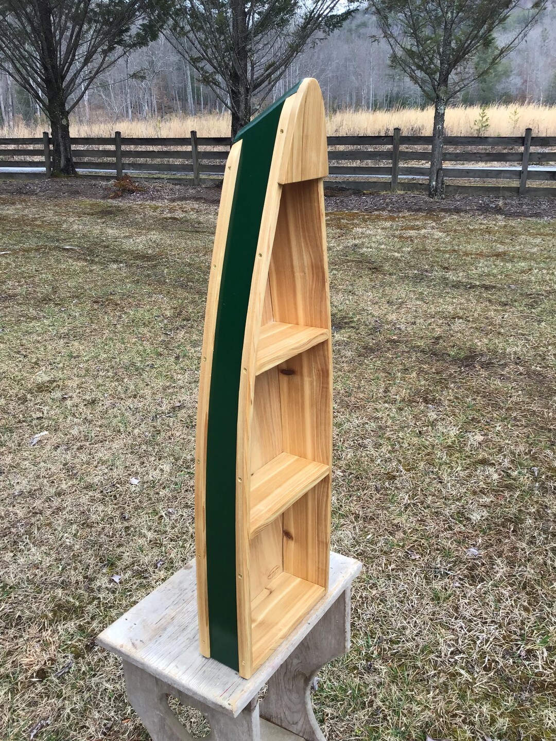 Handmade Cedar Boat Shelf - Hunter Green Canoe Display - Etsy