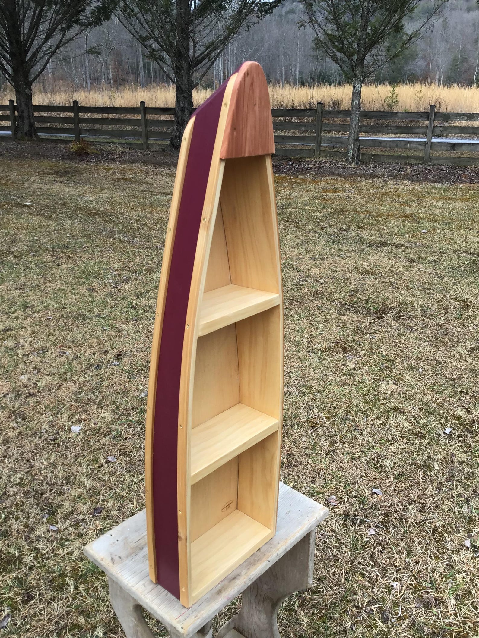 Handcrafted Cedar Canoe Shelf, Burgundy Accent, Rustic Home Decor - Etsy
