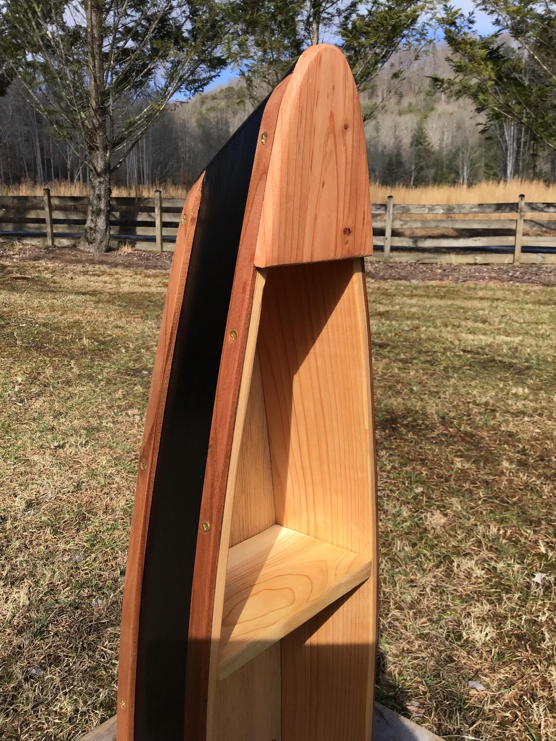 Handmade 24” Solid Cedar Wooden Canoe Boat Shelf Rowboat Shelves Rustic ...