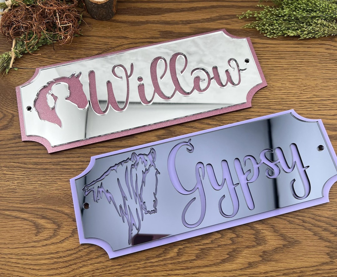 Stable Name Plate / Plaque Cut Out Traditional W/modern Twist Design ...