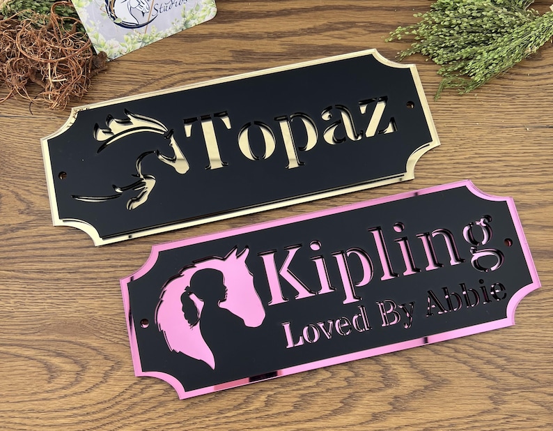 Stable Name Plate / Plaque Cut Out Traditional W/modern Twist Design Stable Door Sign Stall/barn ...