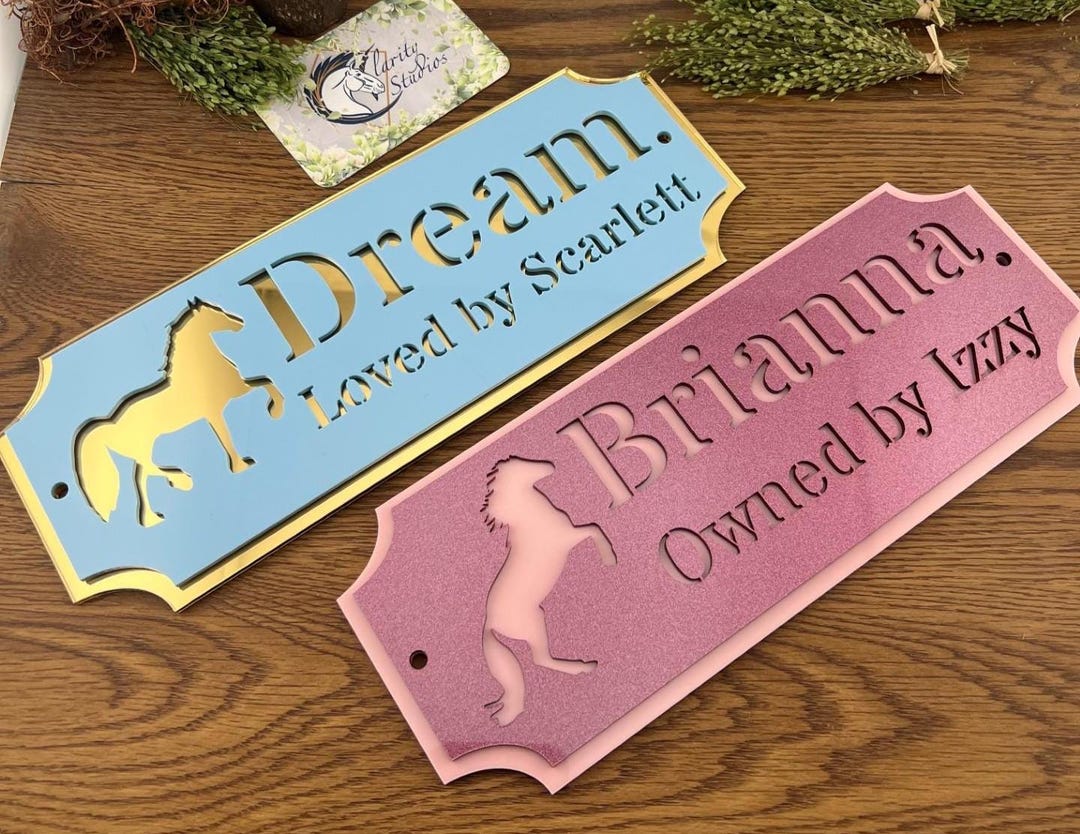 Stable Name Plate / Plaque Cut Out Traditional W/modern Twist Design ...