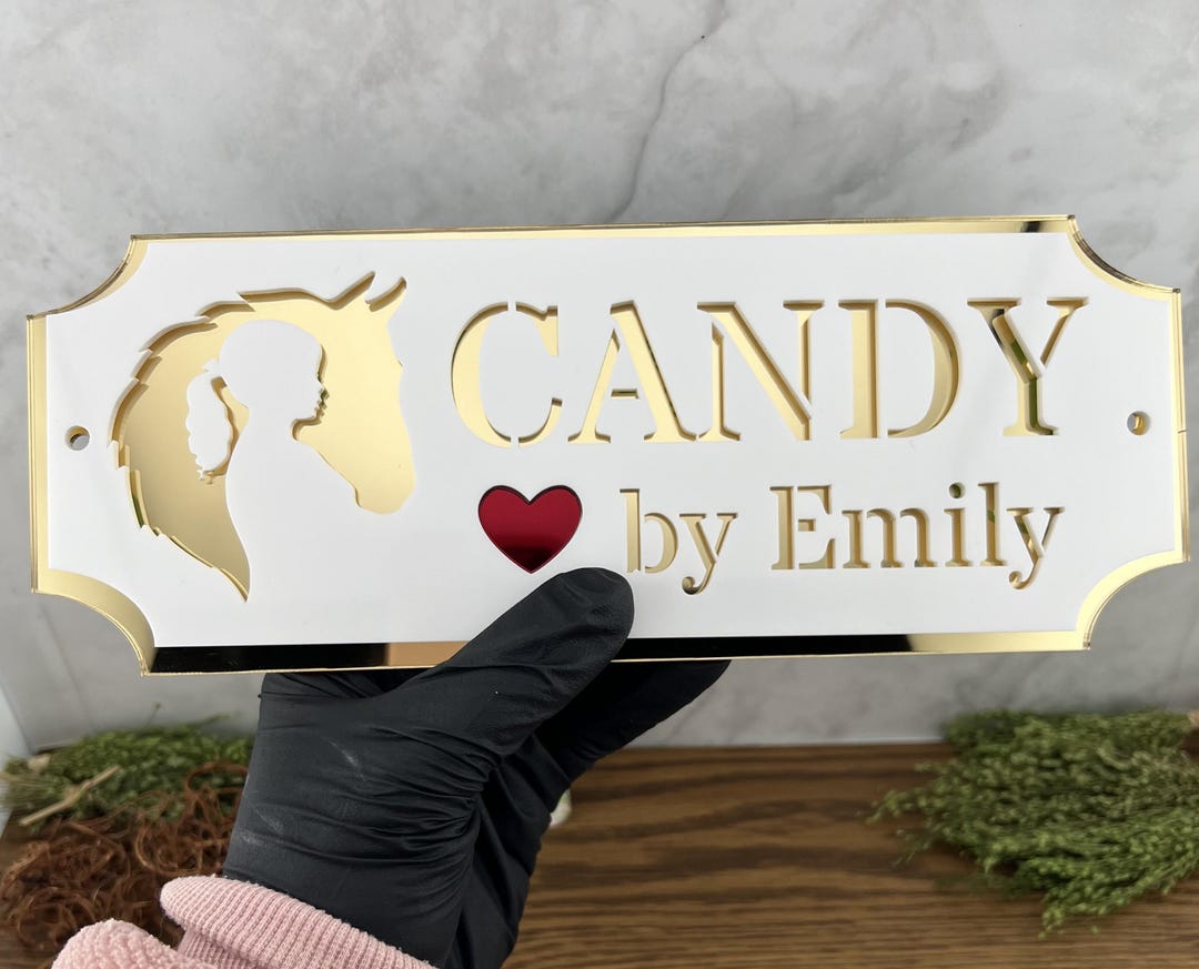 Stable Name Plate / Plaque 'loved By' Traditional Modern Twist Design ...