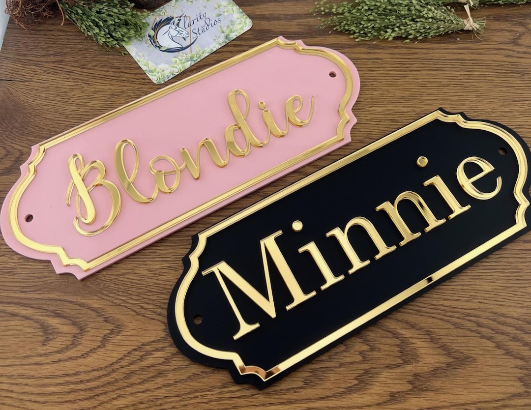Stable Name Plate/plaque Classic W/modern Twist Design Stable Door Sign ...