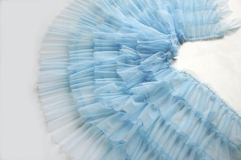 Light Blue Tulle Ruffled Trim Embroidery DIY Fold Lace Trim - Etsy