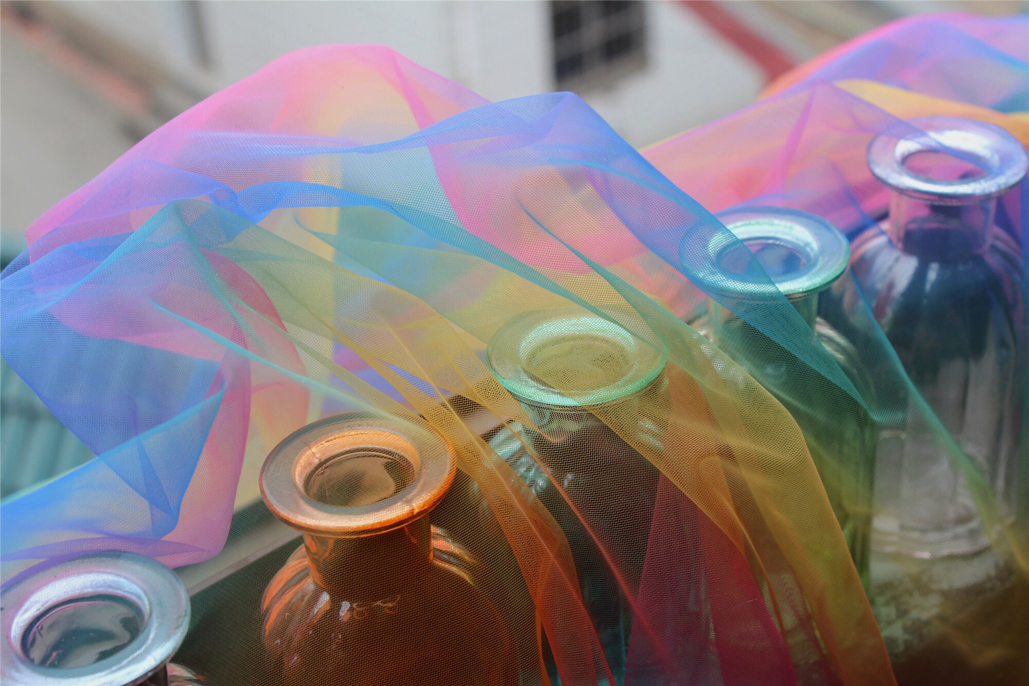 Tulle Fabric With Gradient Colors, Rainbow Mesh Lace Fabric - Etsy