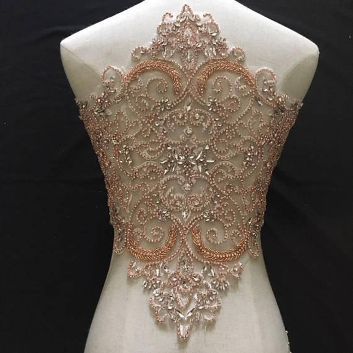 Deluxe Rose Gold Crystal Bodice Applique Crystal Bead | Etsy
