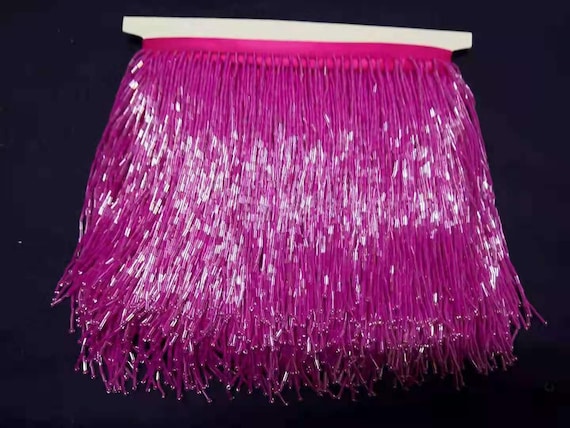 Hot Pink Beaded Fringe Trim for Couture and Costume Bugle - Etsy