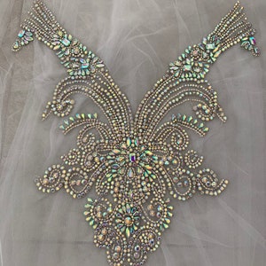 Sparkle Iridescent Rhinestone Applique, Crystal Applique for Bridal ...