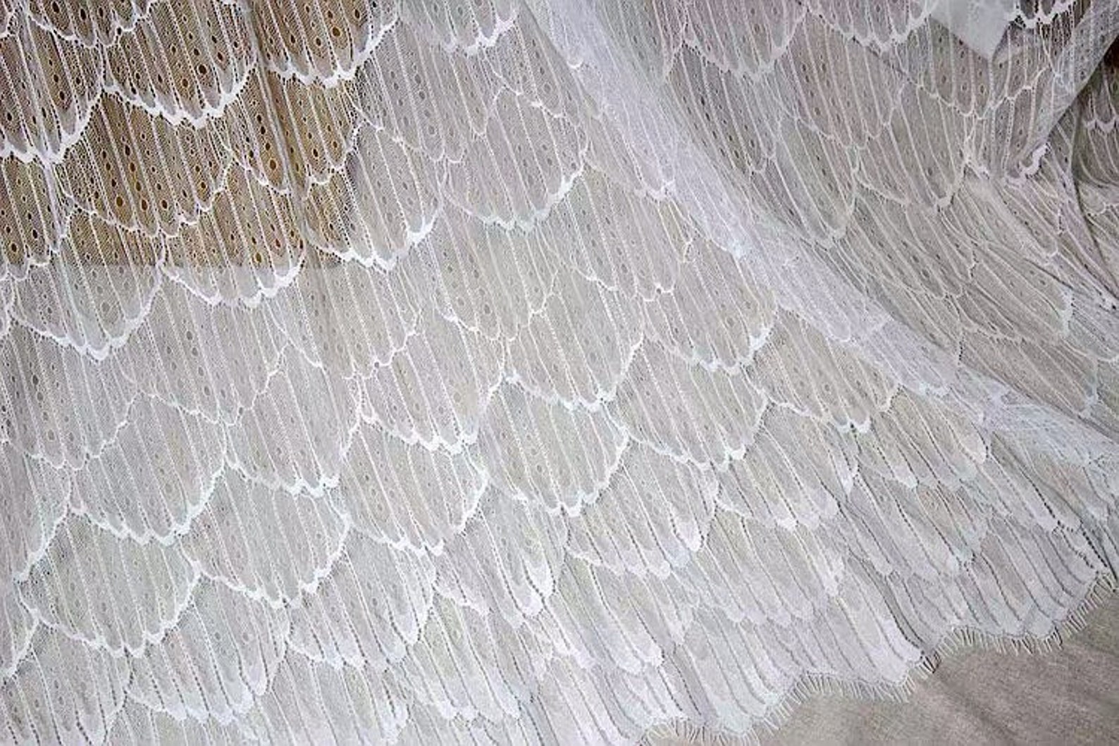 Wave Shape Lace Chantilly Lace Fabric, French Bridal Lace Fabric ...
